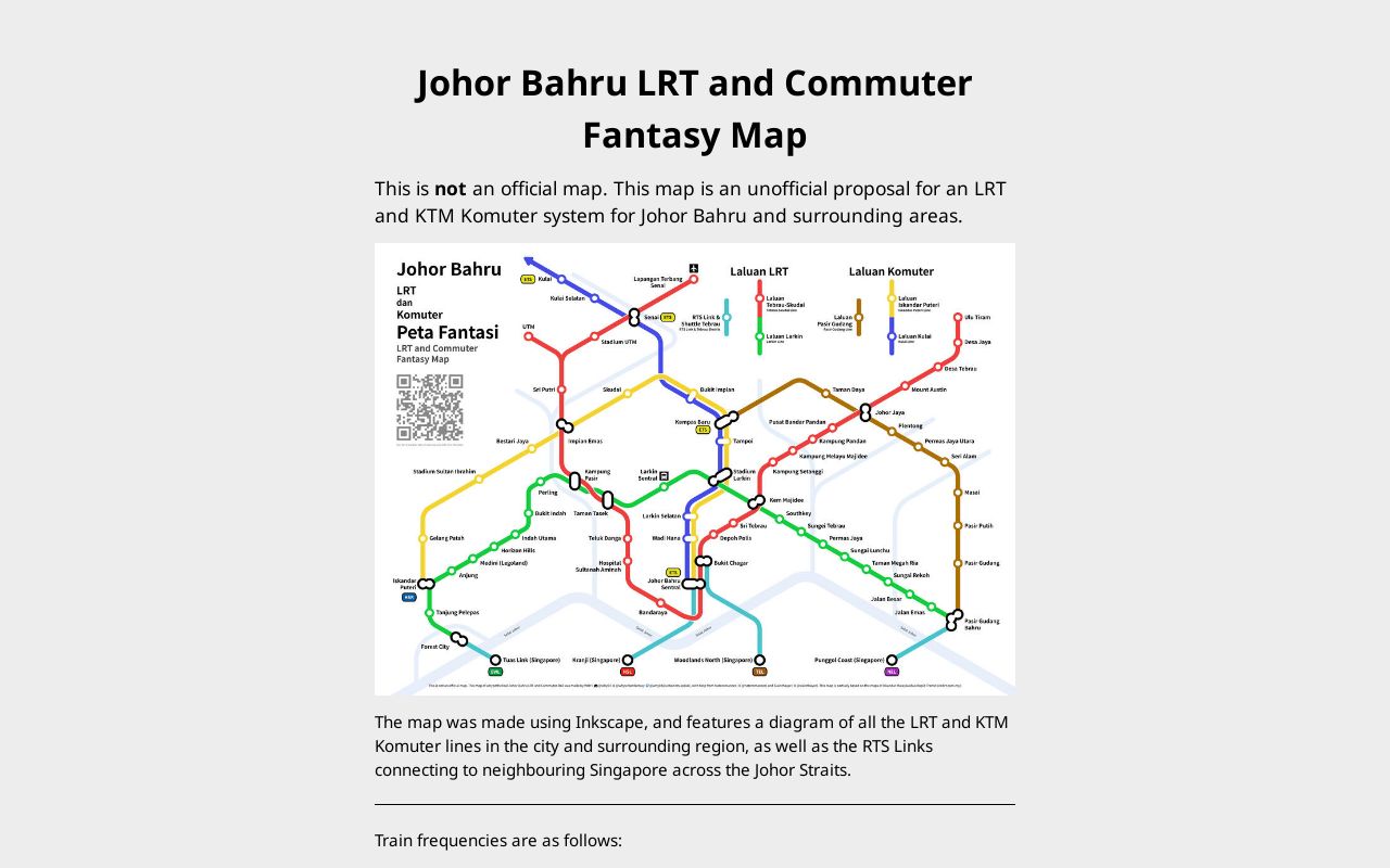 Johor Bahru LRT and Commuter Fantasy Map